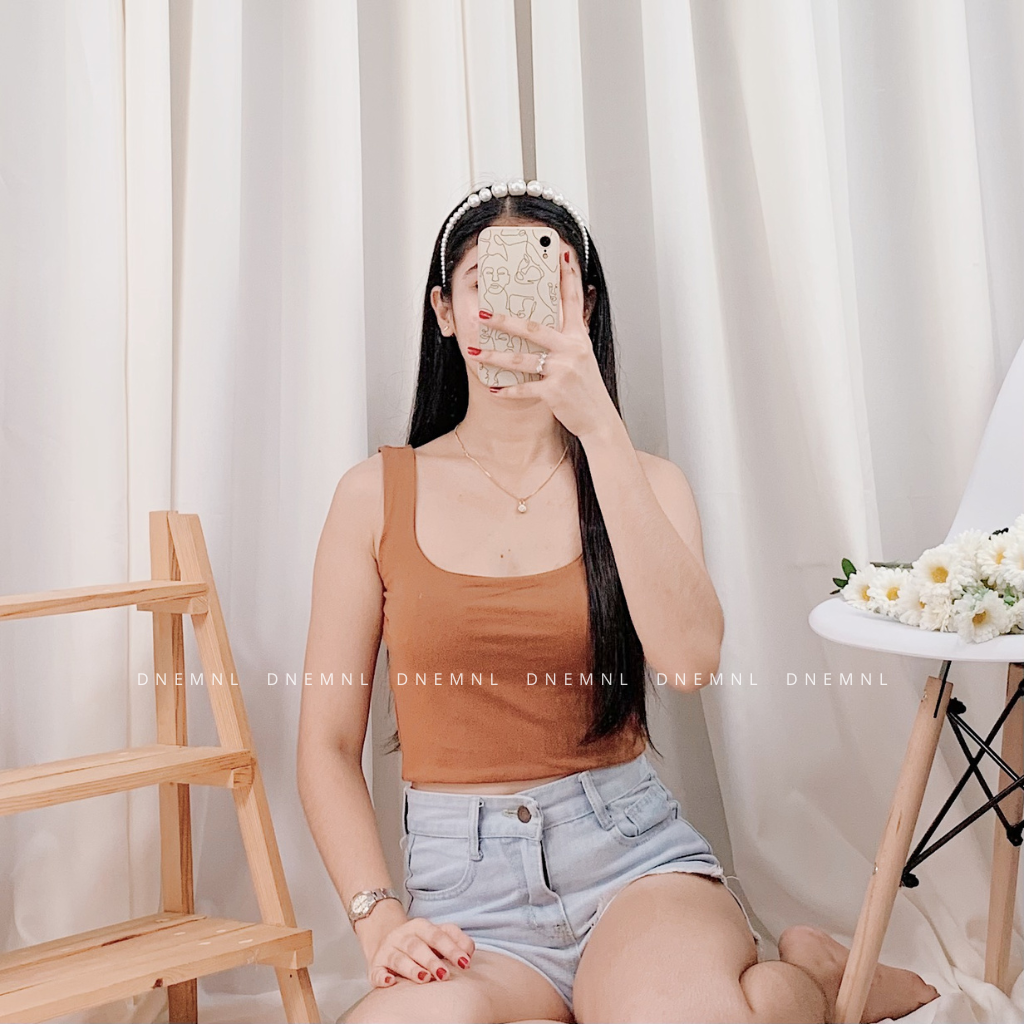 DNEMNLPH Squareneck Seamless Tank Top Double Fabric (Trendy Korean Bangkok Fashion Lining Cami ...