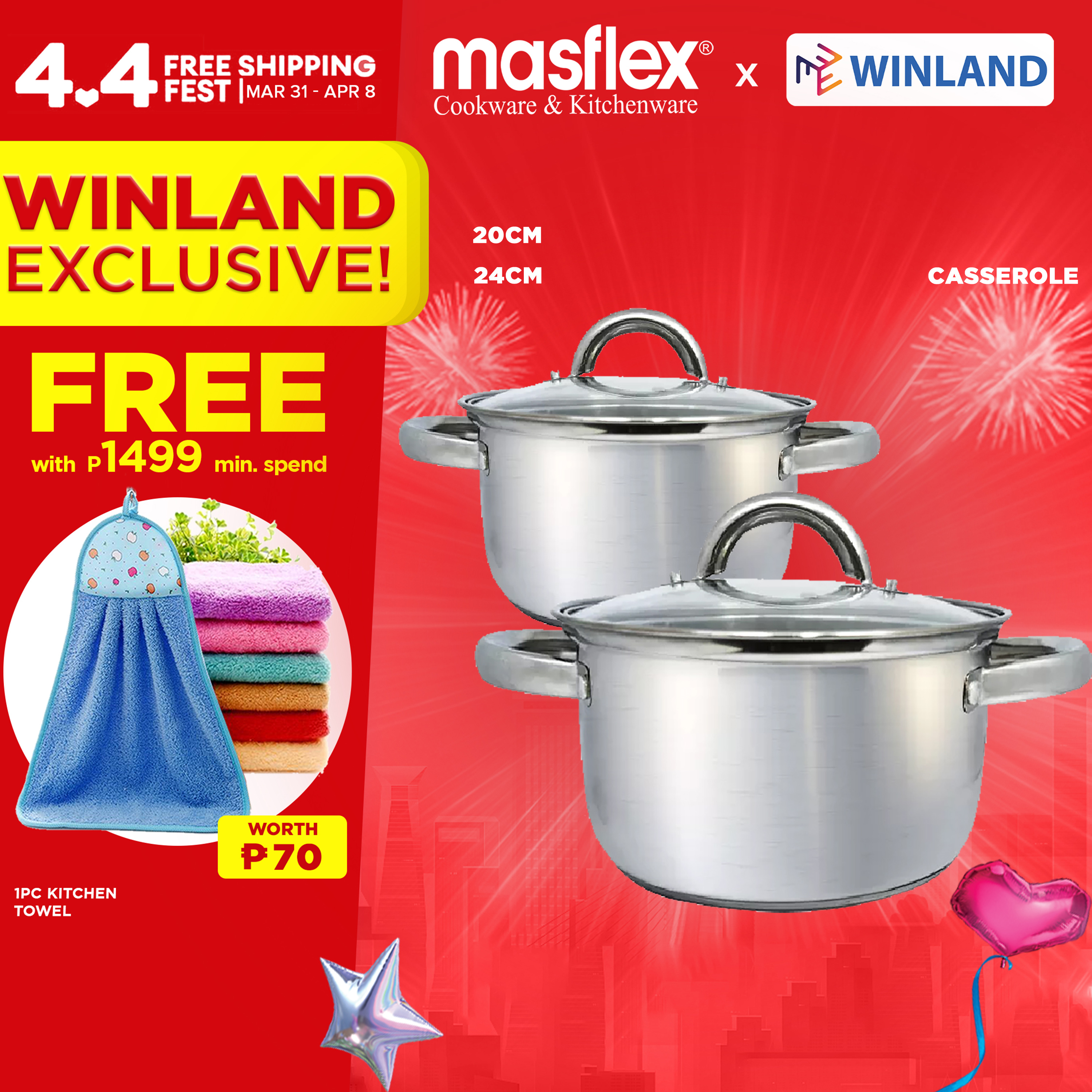 Masflex by Winland Premium Stainless Steel Induction Casserole with ...