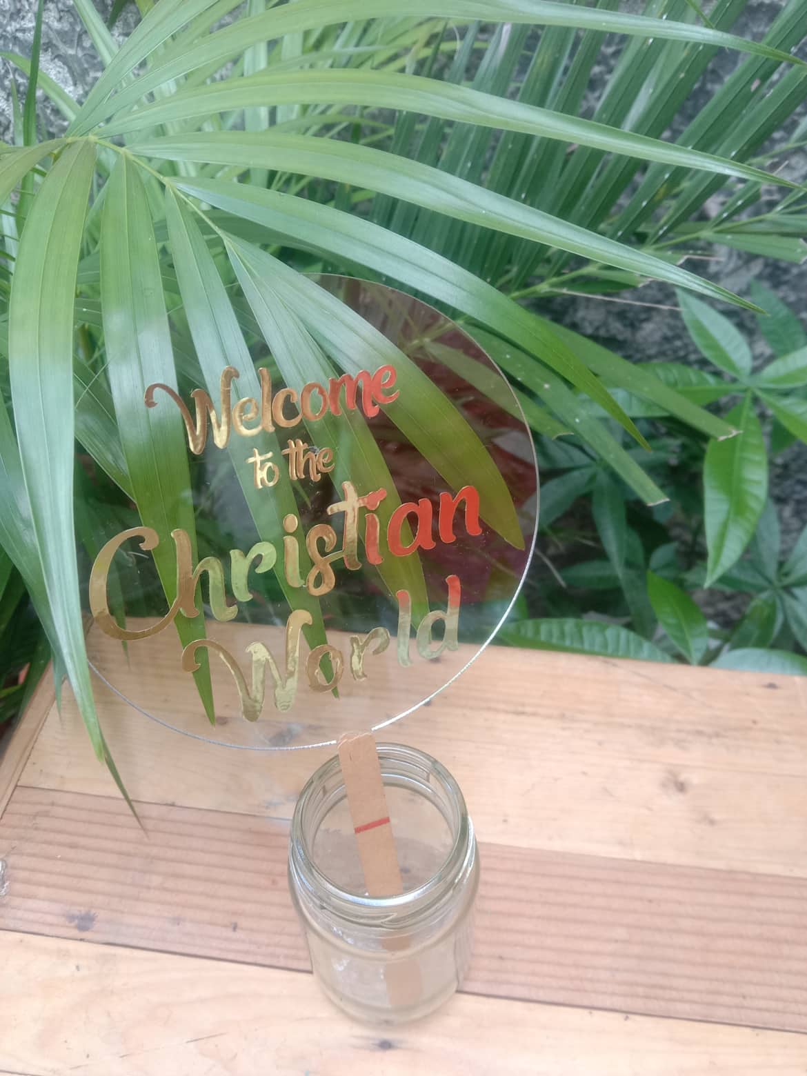 Welcome to the christian world Acrylic cake topper with sticker decals ...