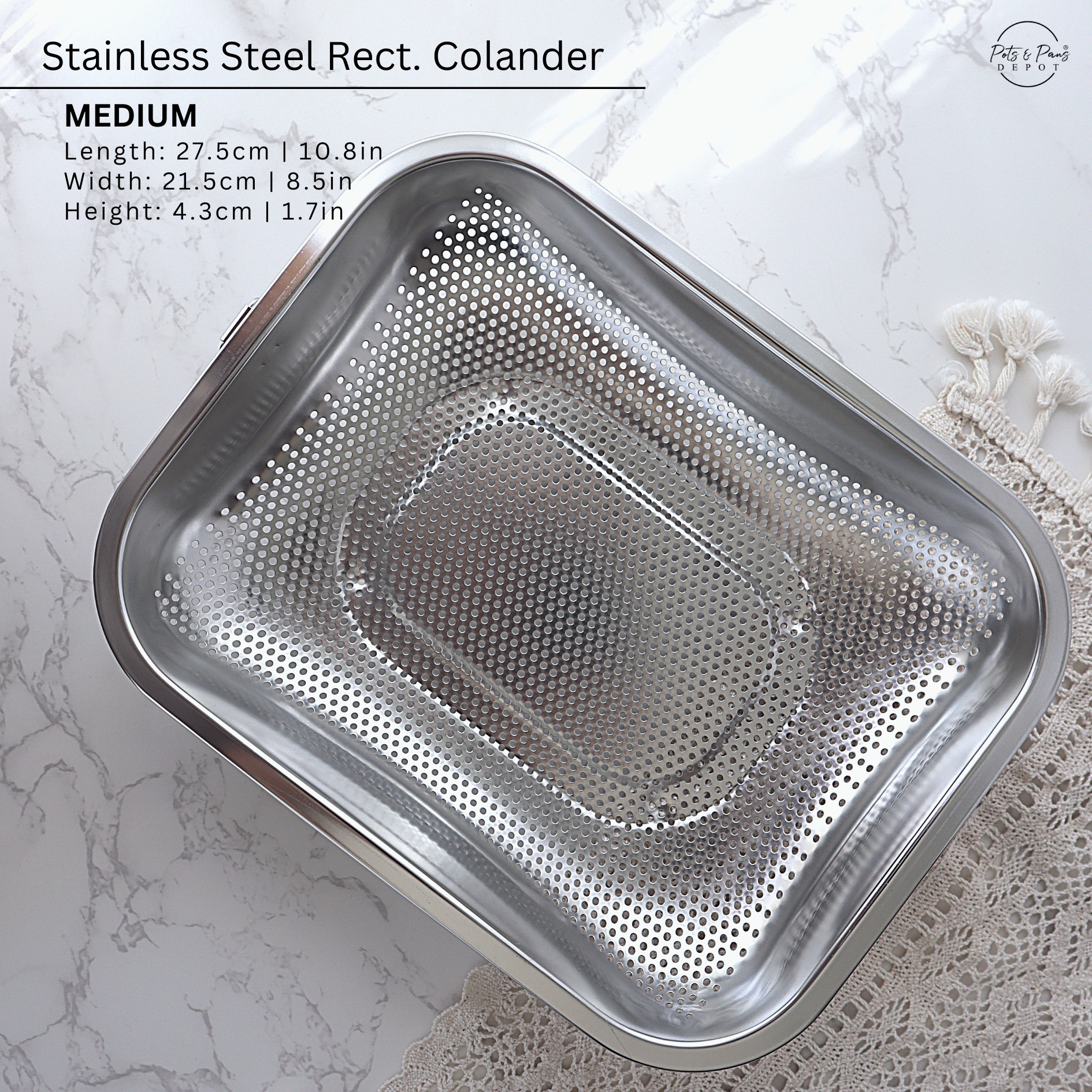 Red Cherry Stainless Steel Rect. Colander | Lazada PH