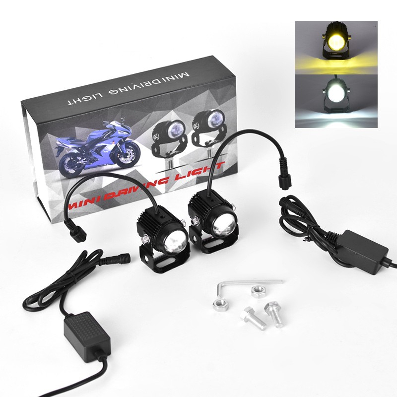 MDL Mini Driving Light Motorcycle Full Set LED Lights for Motorcycle 12v High and Low Yellow ...
