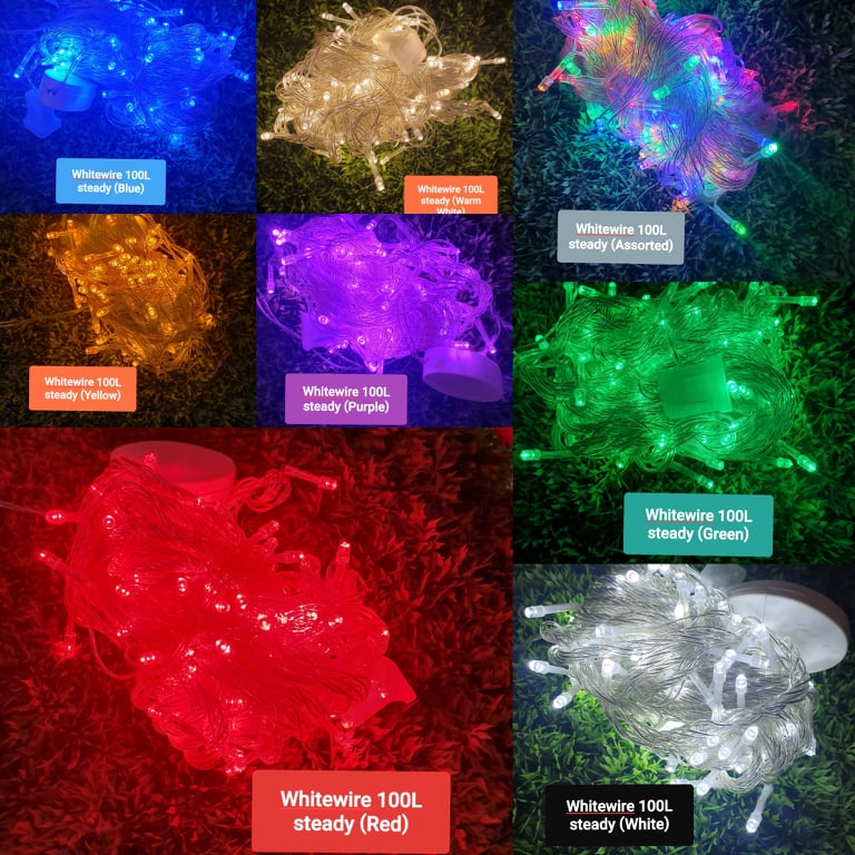 LED 100L Christmas Lights White Wire Mabuhay Star (STEADY & BLINKER ...