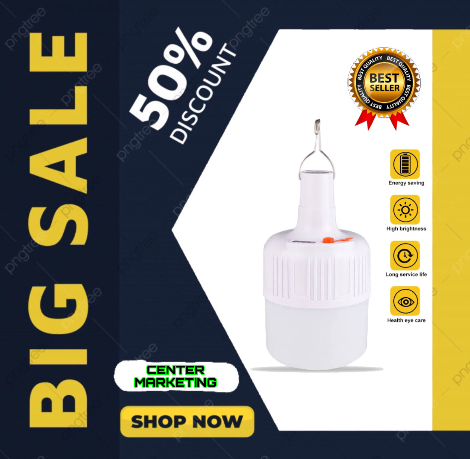 LED Outdoor Lighting Ball Bubble Bulb Lamp 3 Light Mode Emergency Night ...