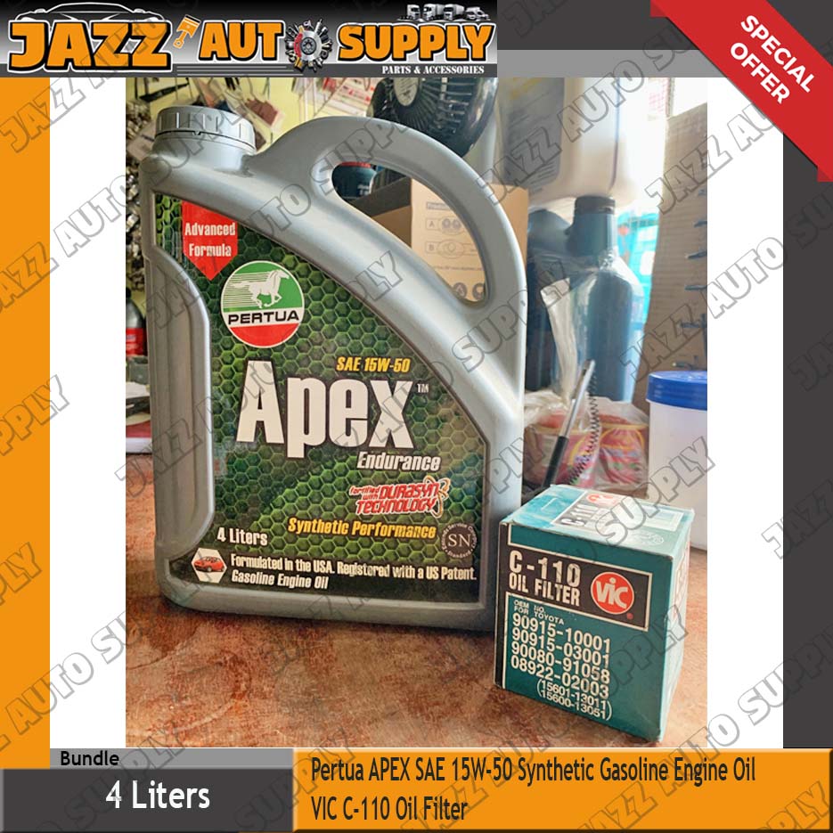 Pertua APEX SAE 15W-50 Synthetic Gasoline Engine Oil 4L + Vic C-110 Oil ...
