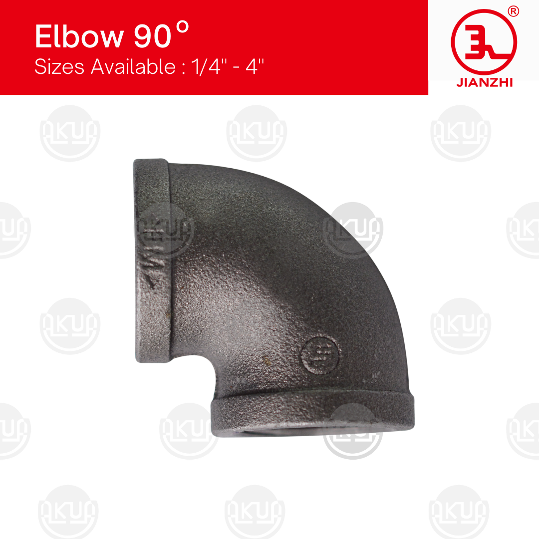 JIANZHI Brand BI/GI Threaded Elbow 90° 2" Screw Type Black Iron ...