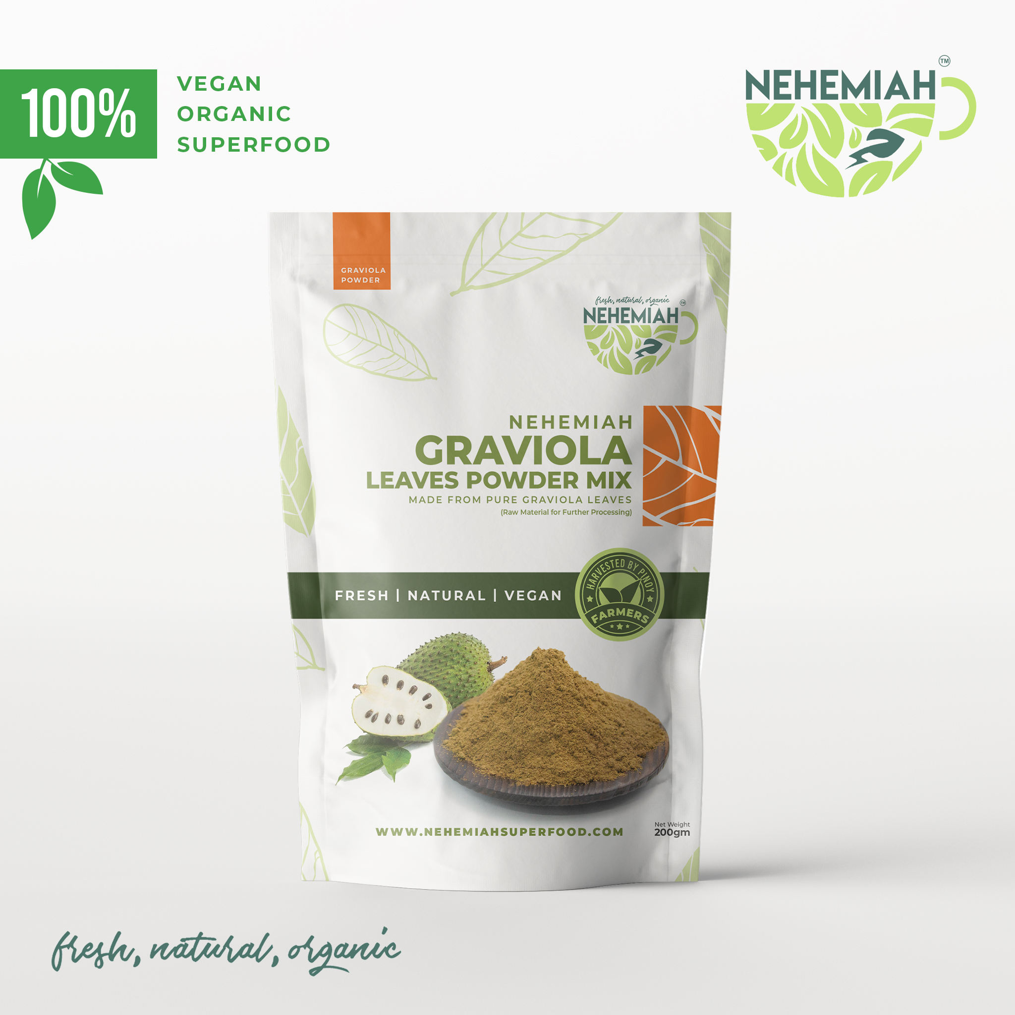 Pure Graviola (Guyabano) Powder 100% Natural Organic Non-GMO (4PACKS ...