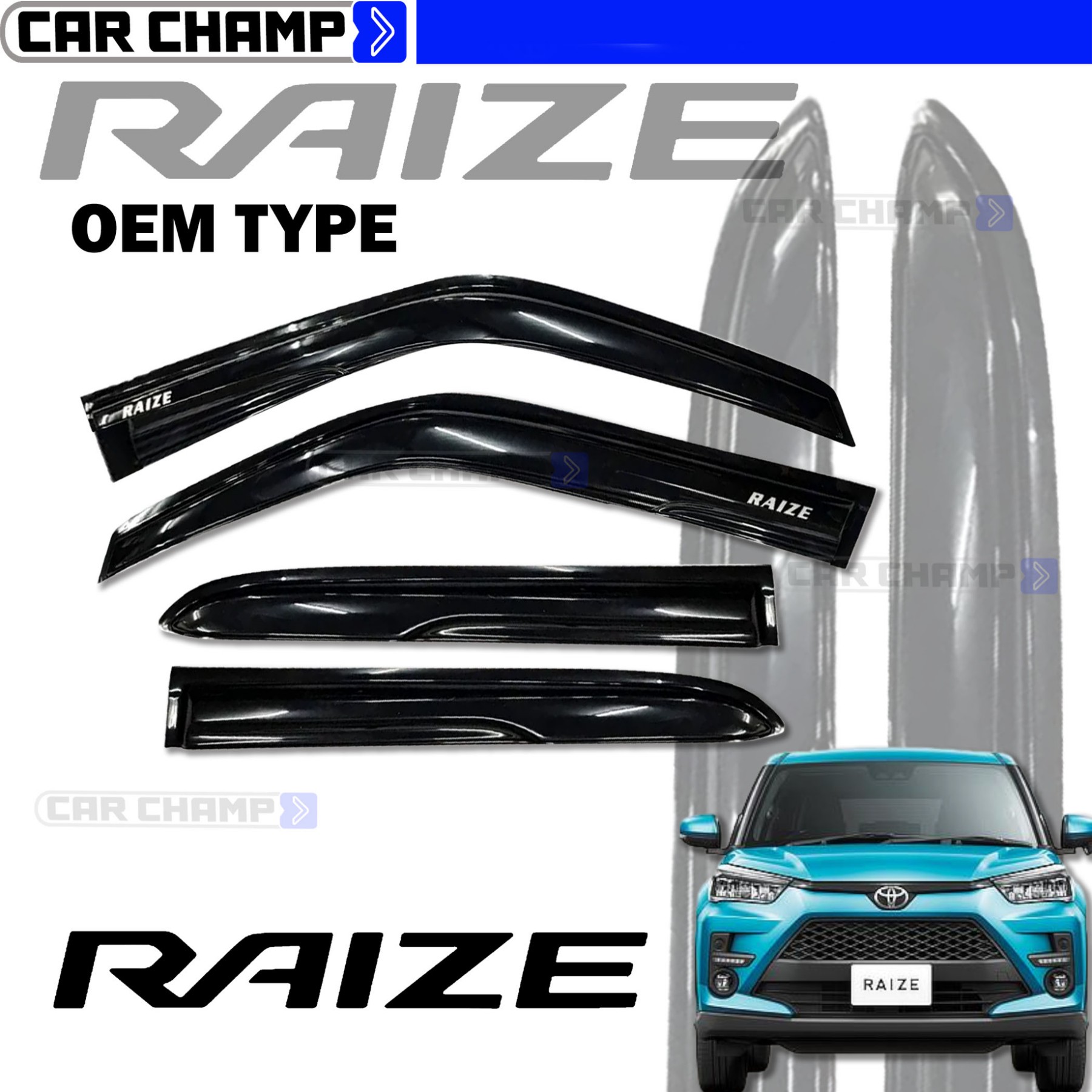 Toyota Raize 2022 to 2024 OEM / INJECTION Window Door Visor Black ...