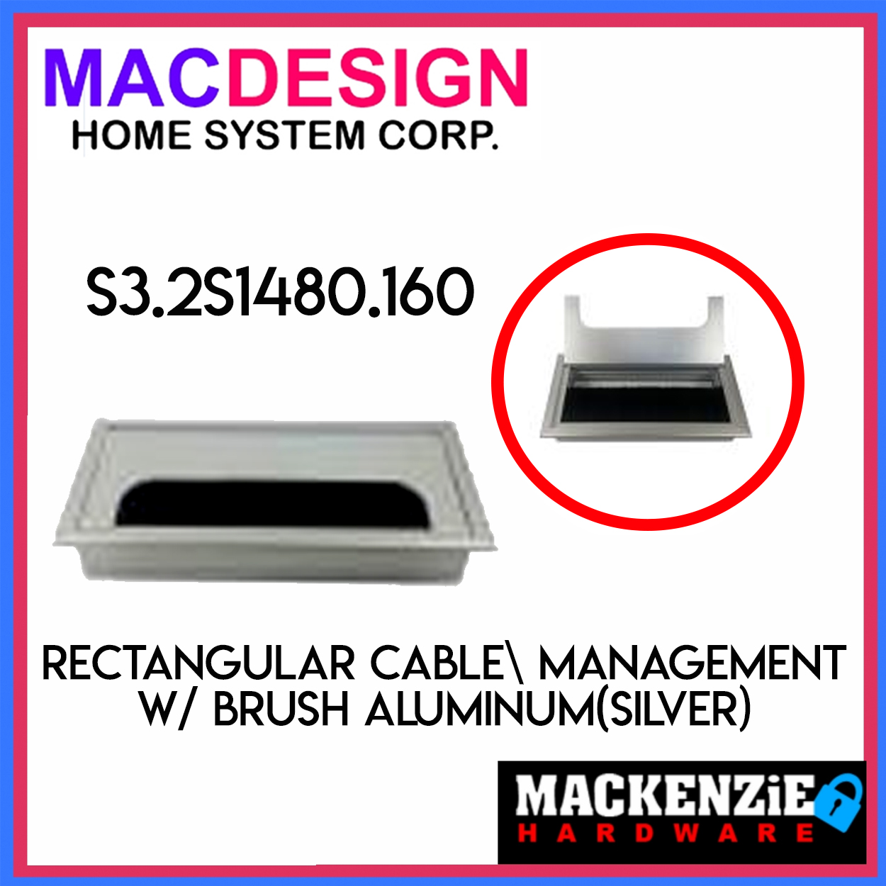 SISTEMA S1480.80 RECTANGULAR OFFICE CABLE MANAGEMENT GROMMET WITH BRUSH ...