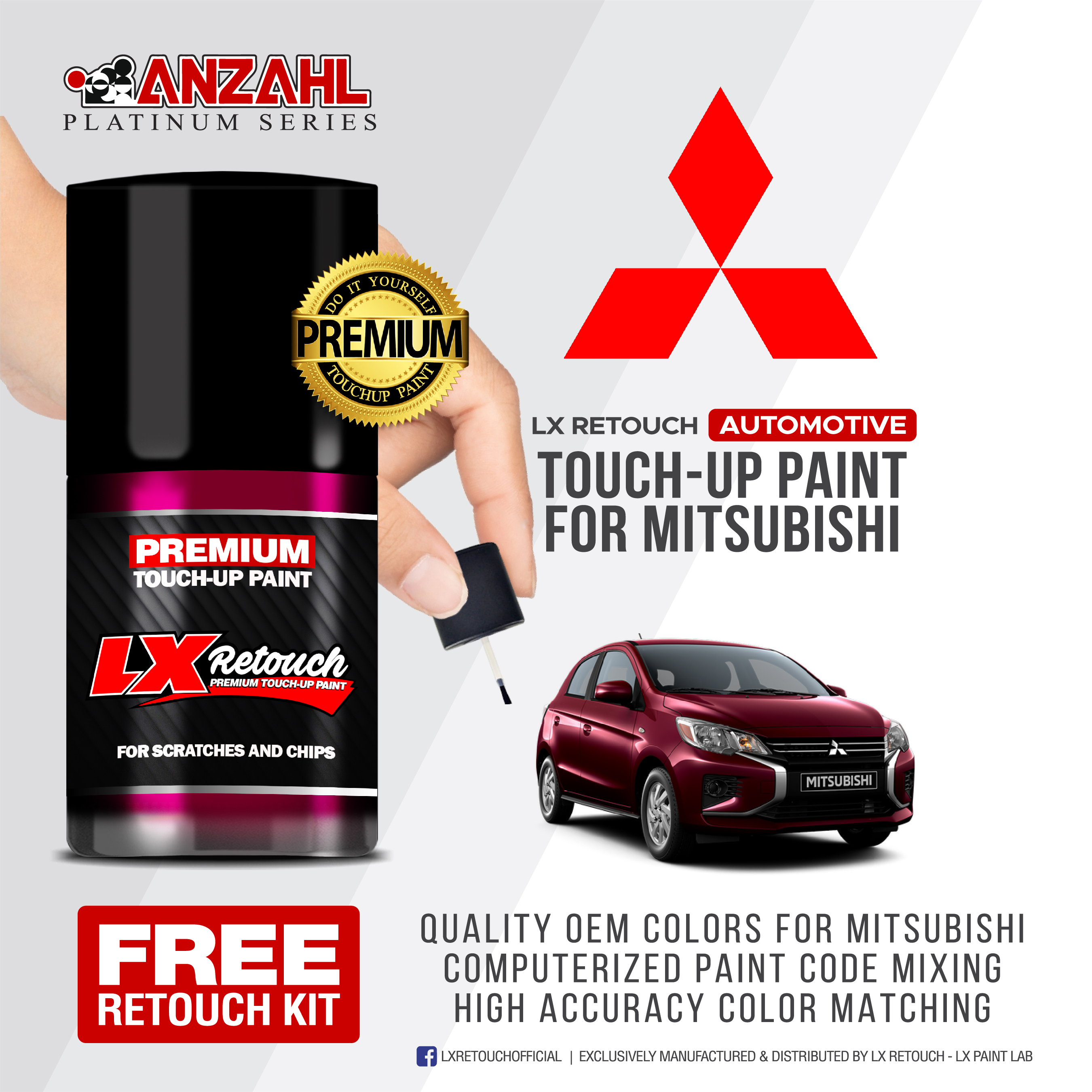 [MITSUBISHI] PAINT REPAIR KIT CAR TOUCH UP PAINT FIX SCRATCH REMOVAL LX ...