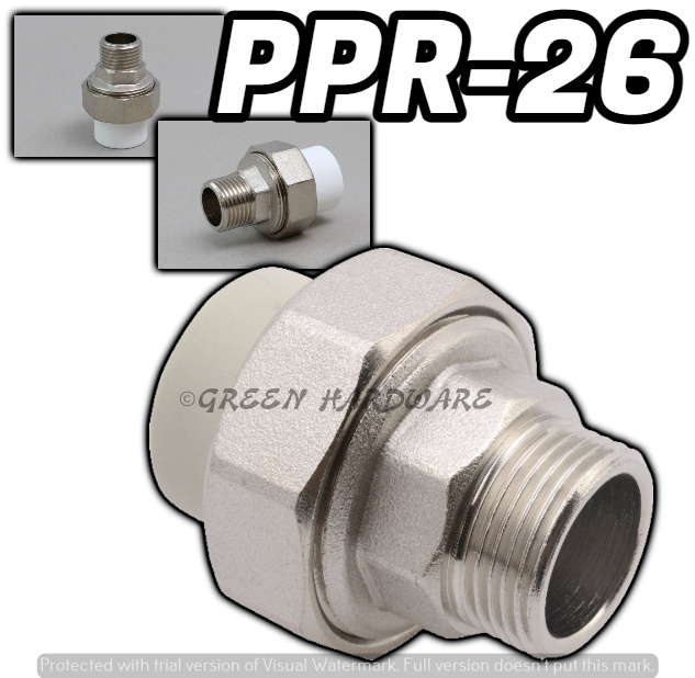 1PCS PPR-26 Male Union (20x1/2, 25x3/4, 32x1") Fittings Plastic PPR ...