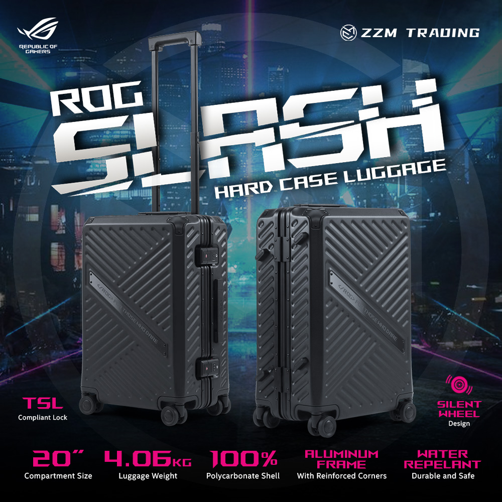 ASUS ROG Slash 20" Water-Repellent Aluminum Frame Hard Case Luggage ZZM ...