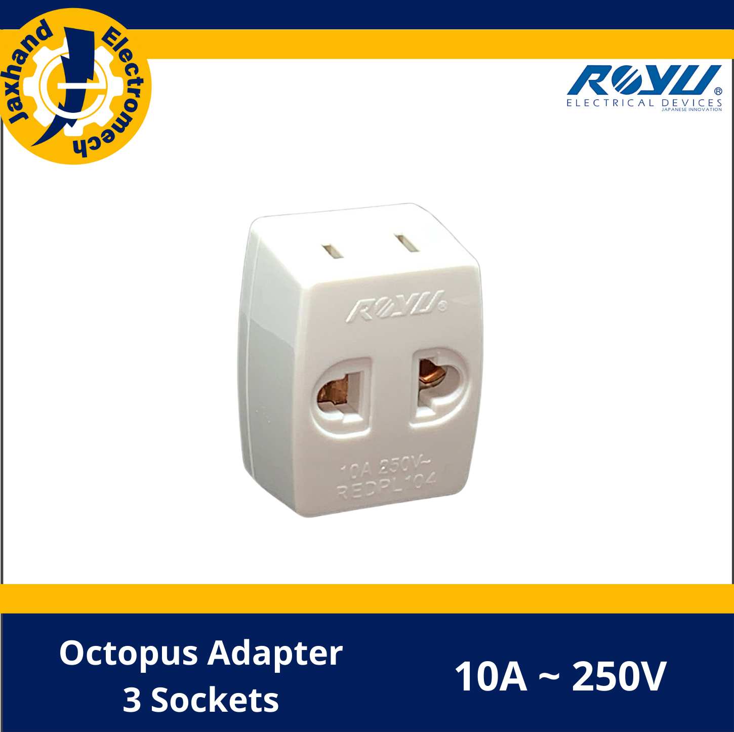 Royu Octopus Adaptor 3 Sockets 10A, 250VAC | Lazada PH