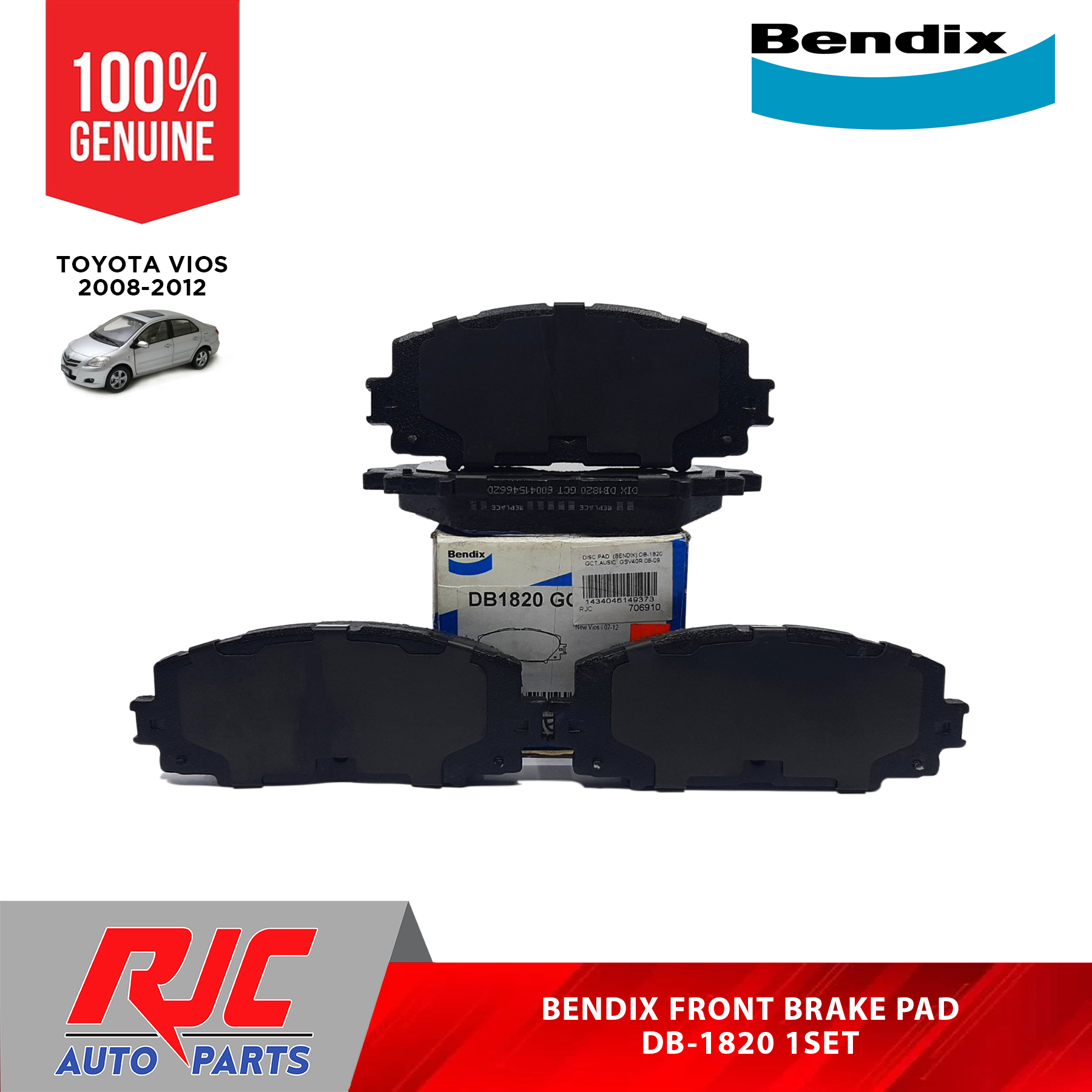Bendix DB-1820GCT Front Brake Pad For Toyota Vios , Yaris 2008-2012 ...