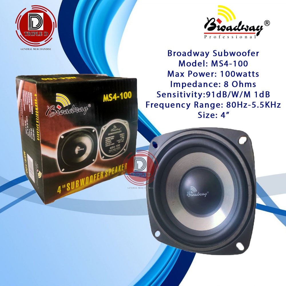 4 inch 100watts Subwoofer Speaker Broadway MS4-100 Subwoofer | Lazada PH