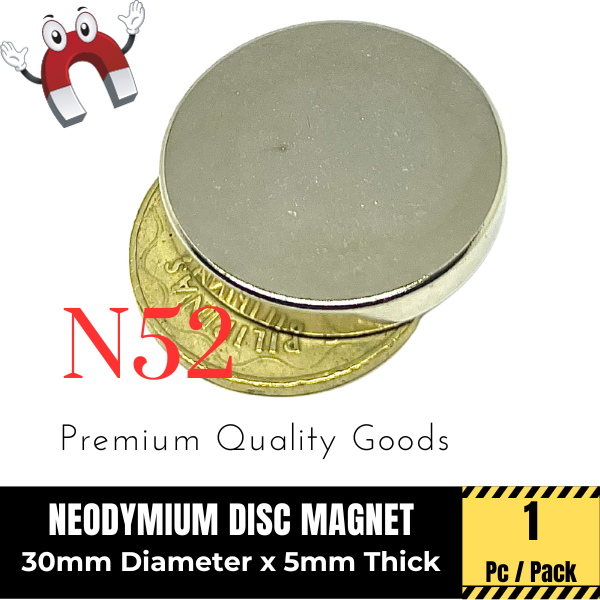 1 Pc. Neodymium Magnet 30mm Diameter x 5mm Height, N52 Super Strong ...