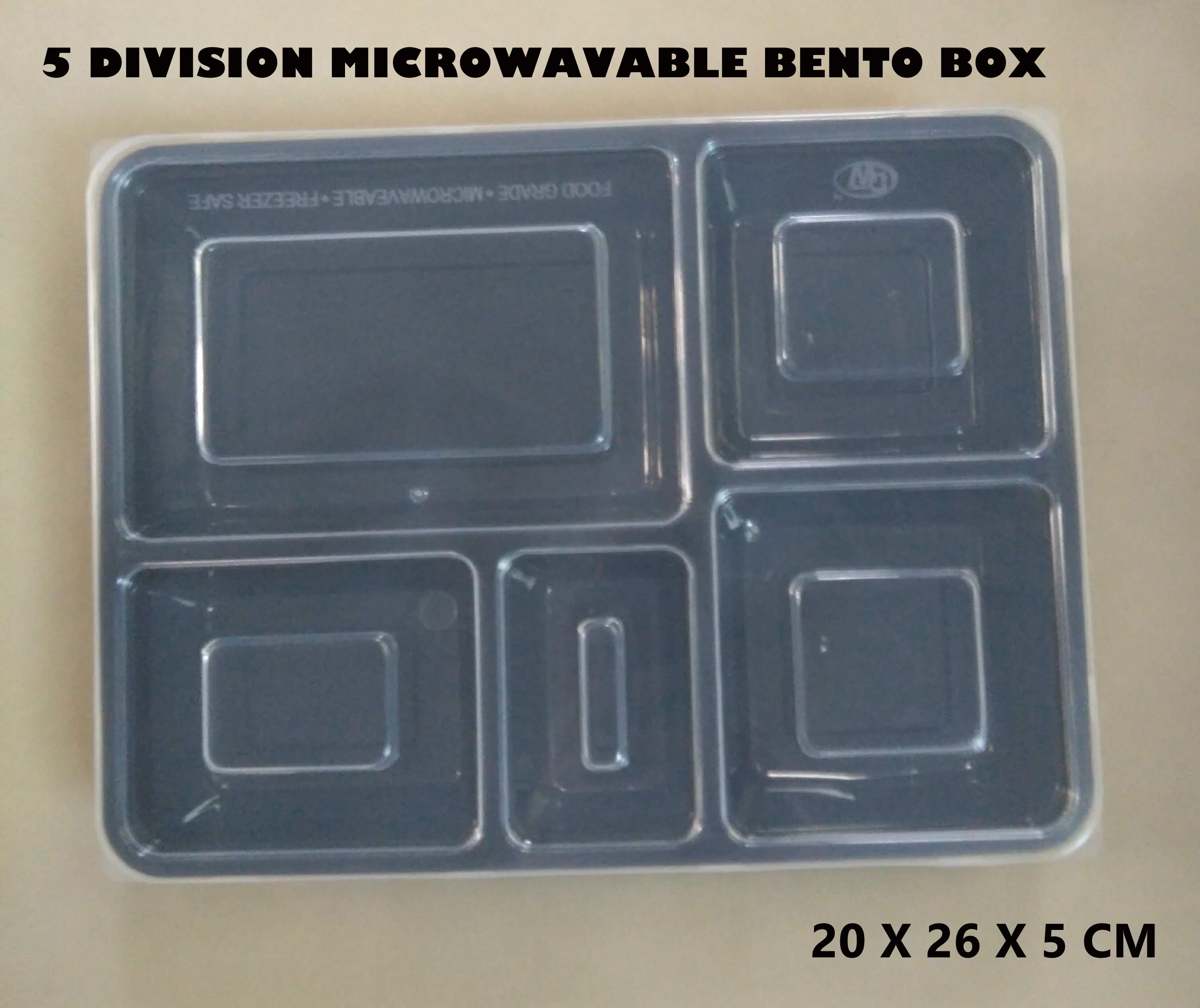 5 division Black Bento Box with clear lid-5 pcs | Lazada PH