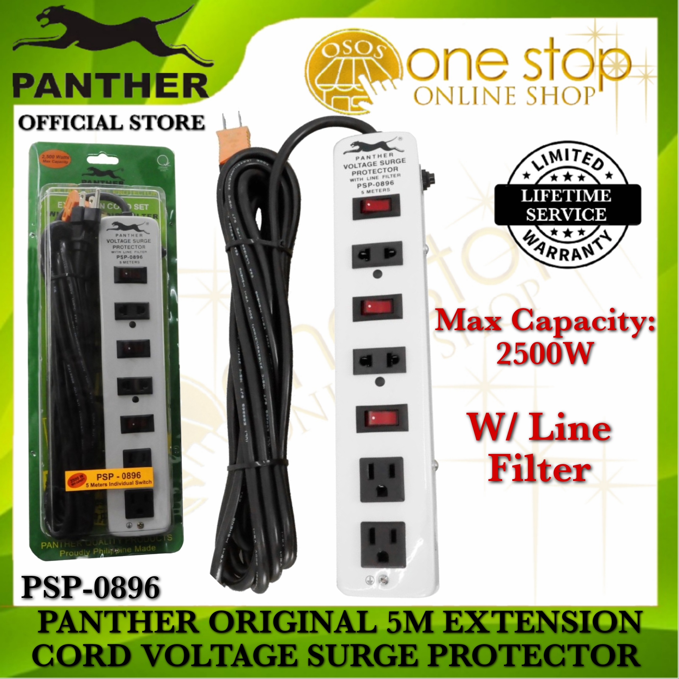 Panther Original Extension Cord Cable Wire with Voltage Surge ...