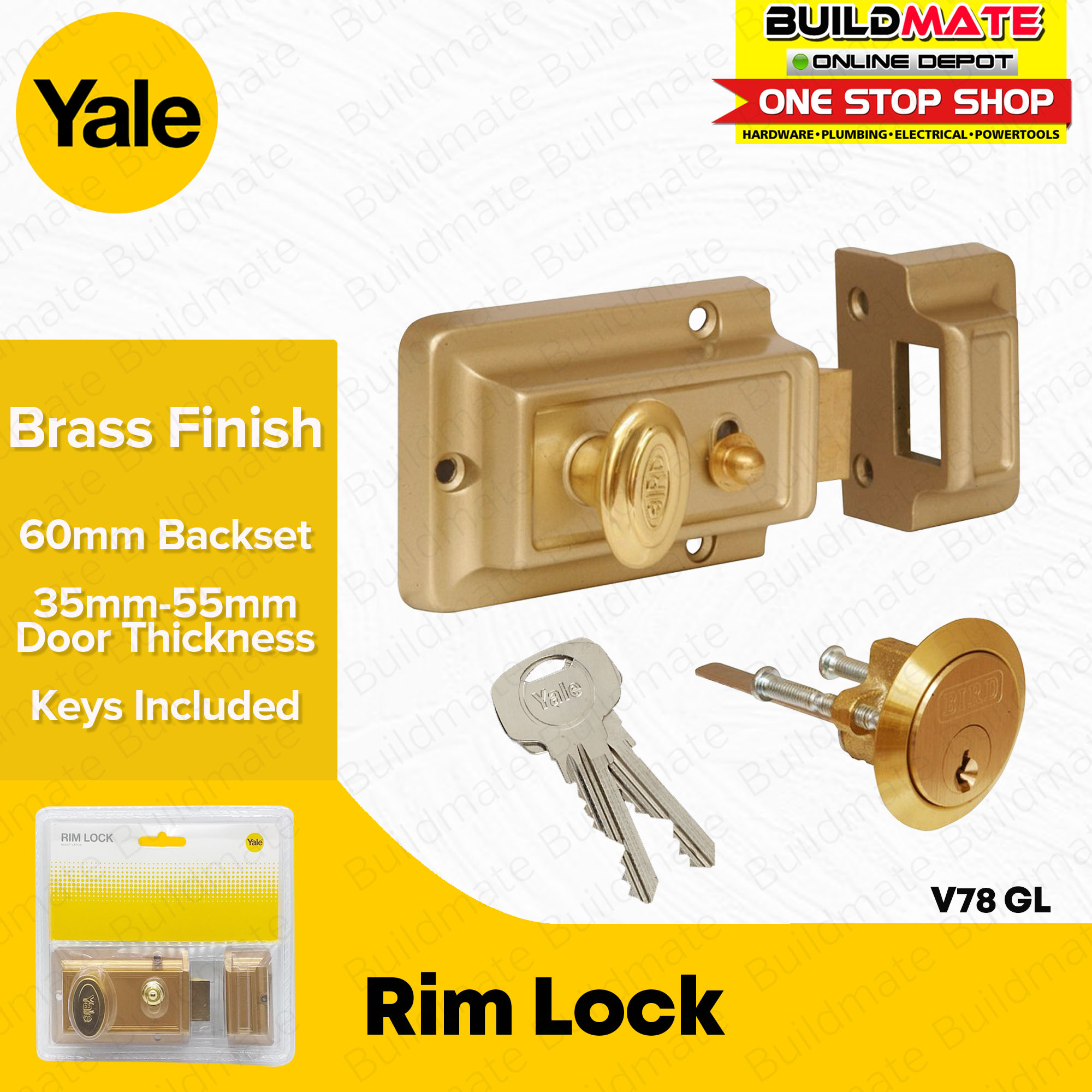 YALE Rim Lock Night Latch V78 GL - BUILDMATE - | Lazada PH