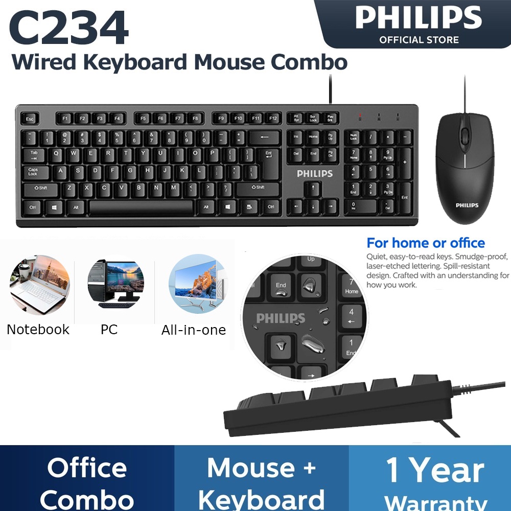 Philips N520C354 NEW wireless keyboard and mouse set typewriter design ...