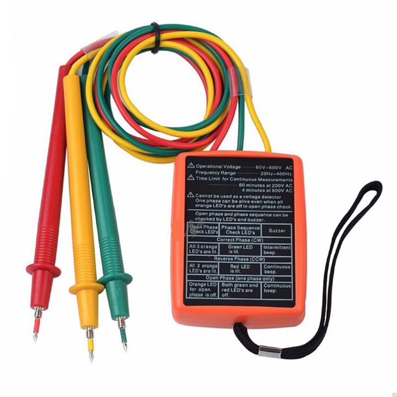 New 3 Phase Sequence Rotation Tester Indicator Detector Meter LED ...