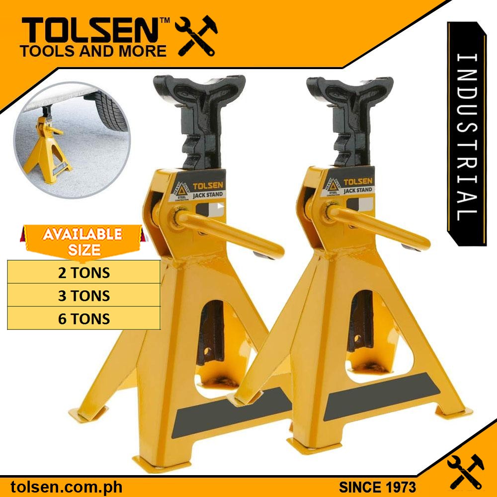 Tolsen 2pcs Industrial Jack stand (2 Tons | 3Tons | 6 Tons) with Heavy ...