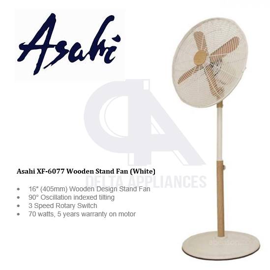 Asahi XF-6077 Wooden Stand Fan 16" White | Lazada PH