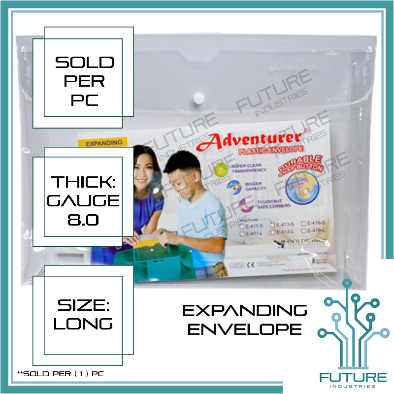 Adventurer Plastic Expandable Envelope Clear Expanding File Thick Long ...
