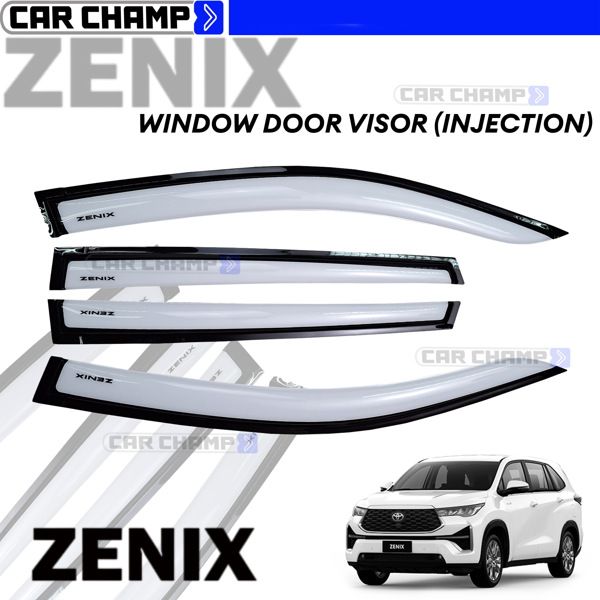 Toyota Zenix 2023 to 2024 INJECTION Window Door Rain Visor BLACK WHITE ...