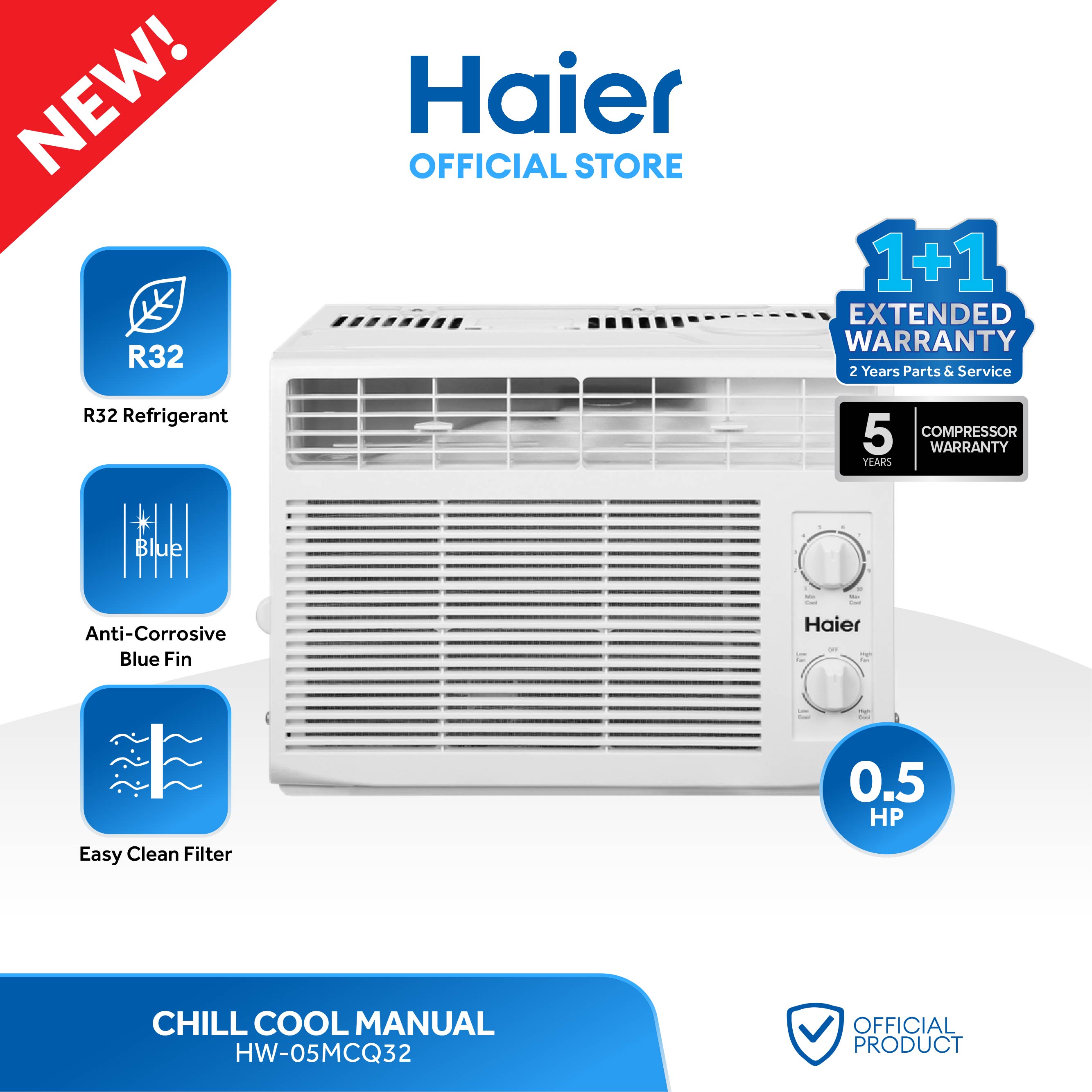 [TOP SELLER] Haier HW-05MCQ32 0.5 HP Chill Cool Window Type Aircon for ...