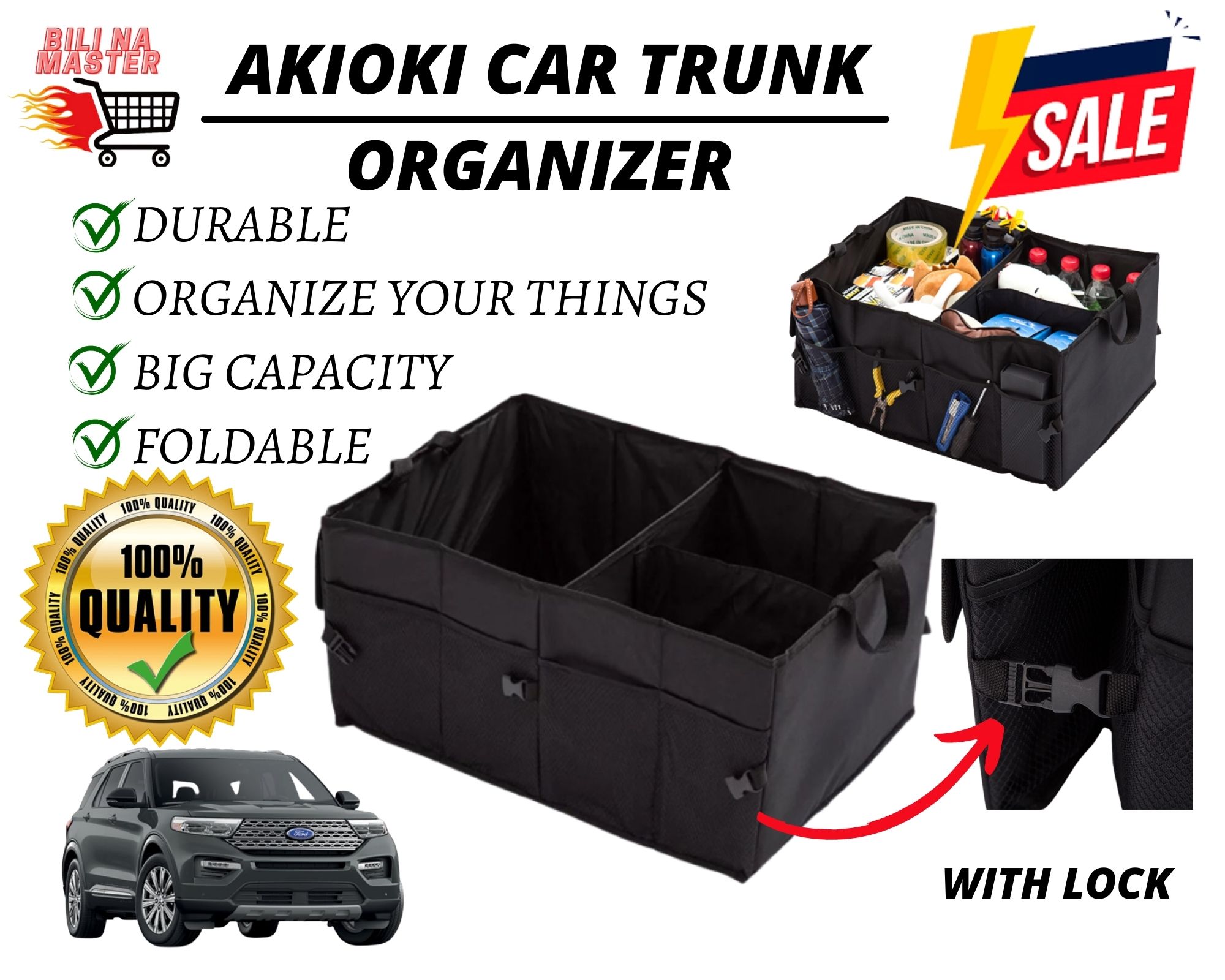 Car Trunk Organizer Akioki For Ford Explorer Heavy Duty Organizer | On ...