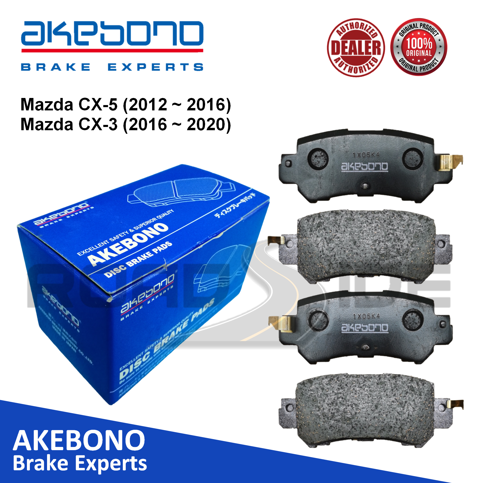 Akebono Rear Brake Pads for Mazda CX-5 (2012 - 2016), Mazda CX-3 (2016 ...