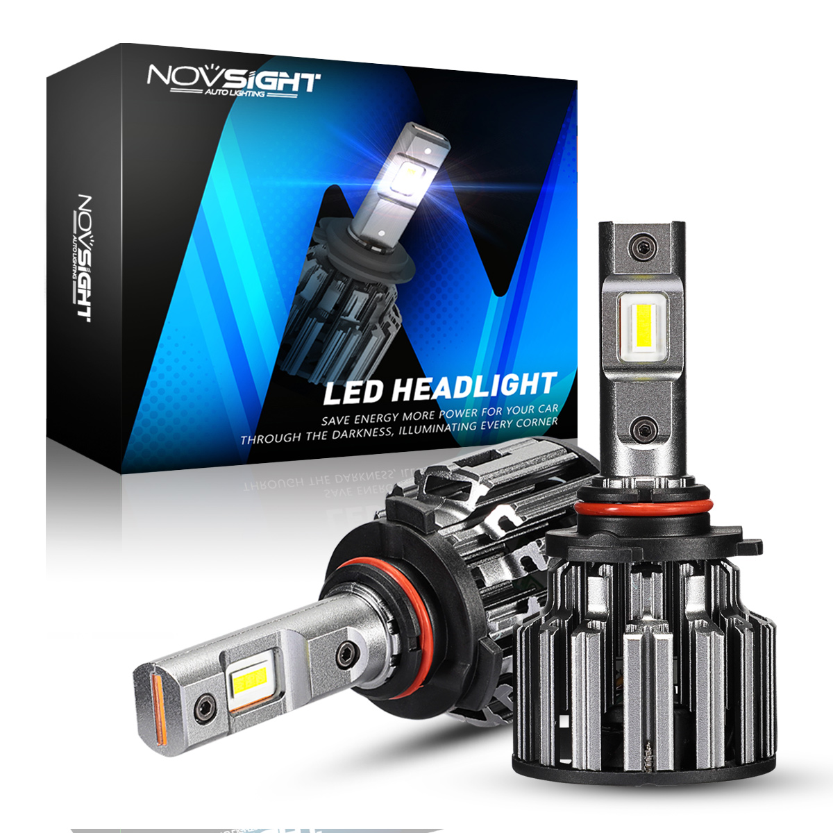 Novsight 2PCS F03 80W/Pair 15000LM LED Car Headlight Foglamp 6000K White Light Headlight Bulb ...