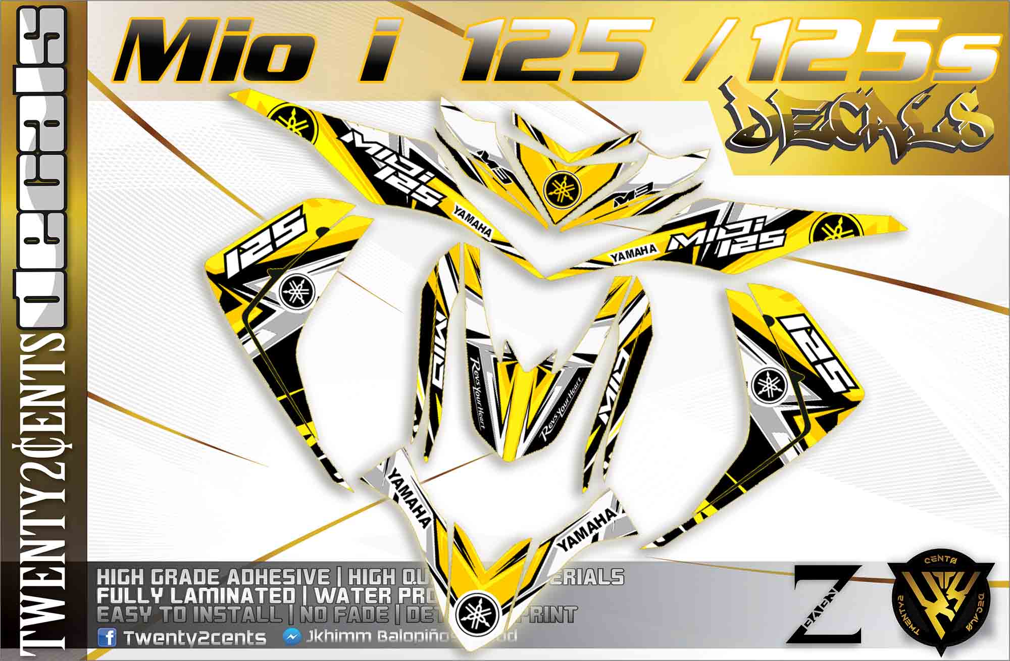 High-Quality Decals and Stickers for yamaha mio i 125 / 125s yellow ...