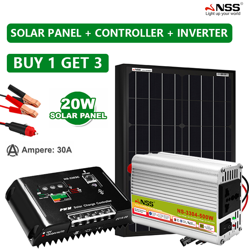 NSS Solar Panel Complete Set for Home with 500W Battery Inverter and ...