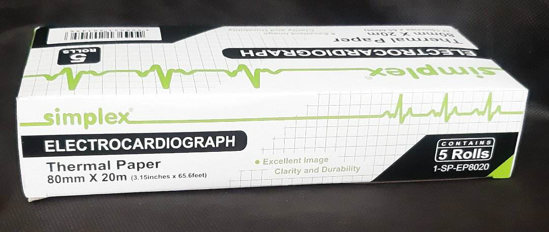 ECG ELECTROCARDIOGRAPH THERMAL PAPER (SIMPLEX) SOLD 5-ROLLS/BOX ...
