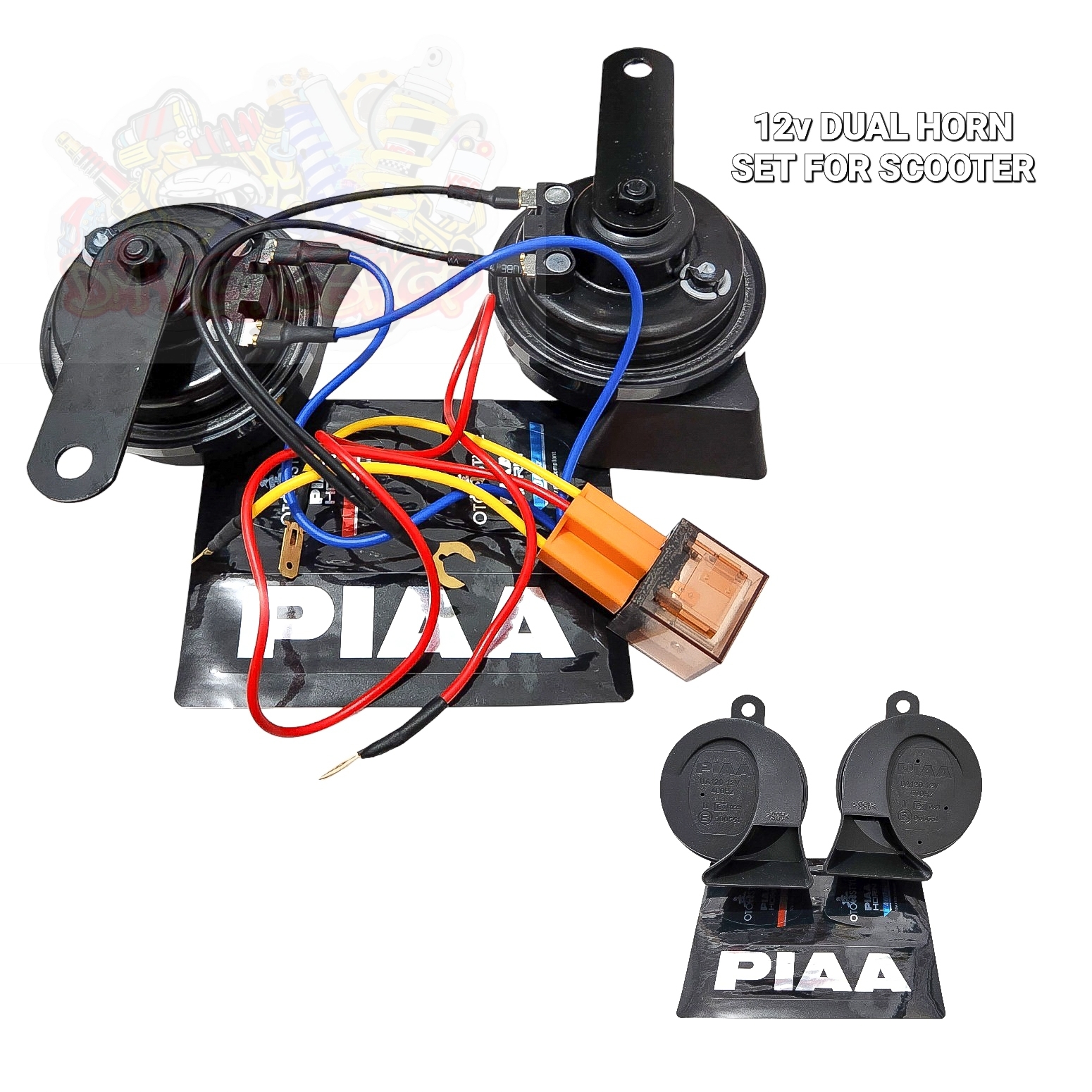 PIAA OTO Style Dual-Tone Horn - Slim, Easy-to-Fit - Compatible with Honda & Yamaha Motorcycles ...