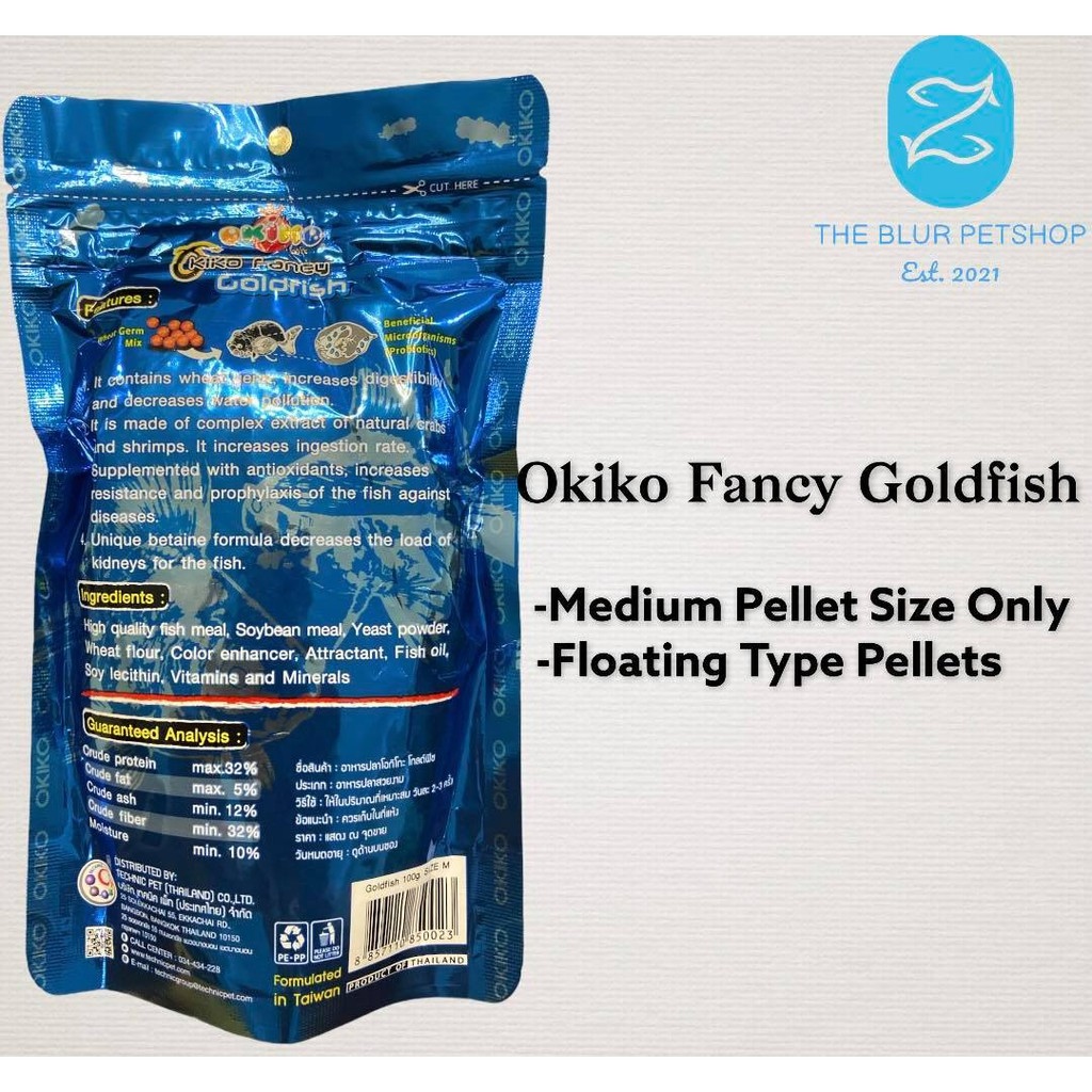 Okiko Fancy Goldfish Probiotic Multi Vitamins Added Pellets 100g for ...