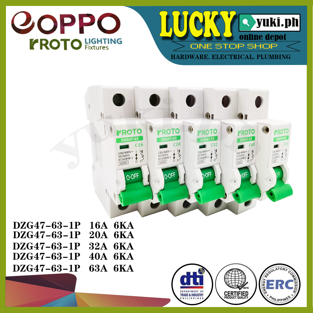DZG47-63-1P MINI CIRCUIT BREAKER 1P MCB 16A/20A/32A/40A/63A 6KA ( EOPPO ...