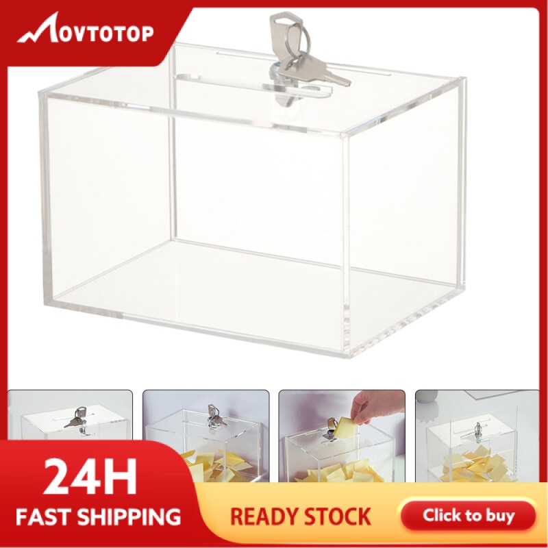 MOVTOTOP Transparent Multi-function Portable Acrylic Voting Box With ...