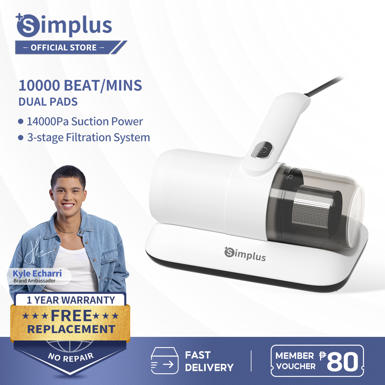 Simplus Dust Mite Vacuum Cleaner Mite Removal Anti-Mite for Bed Sofa Car 14000Pa | Lazada PH