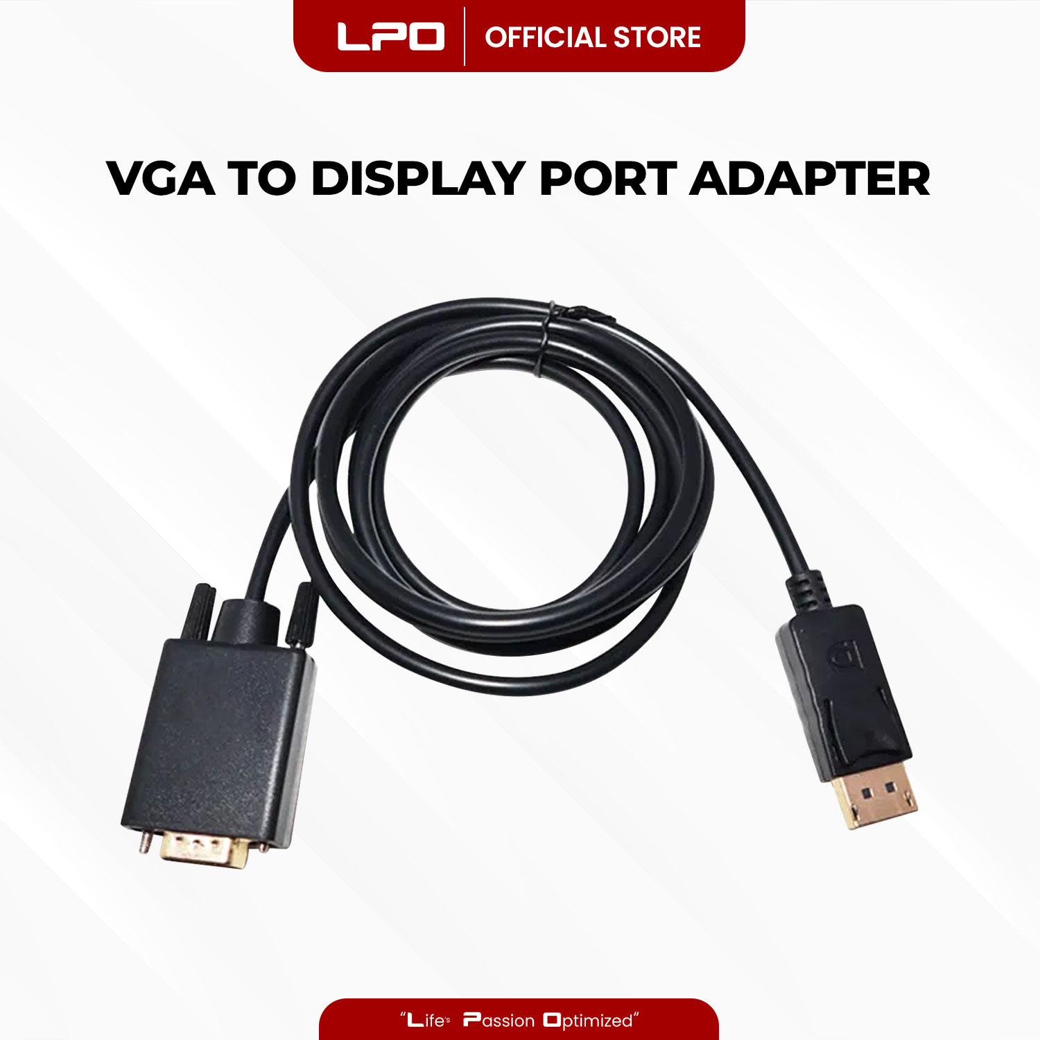LPO DP Display Port to VGA Cable Adapter Compatible with Computer Connectors DP Male to VGA Male ...