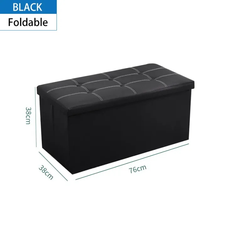 Ottoman Storage Stool Waterproof Leather Foldable Storage Stool ...