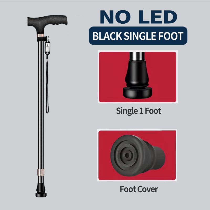 LED Trusty Cane Walking Stick with LED Quad Cane Telescopic Adjustment ...