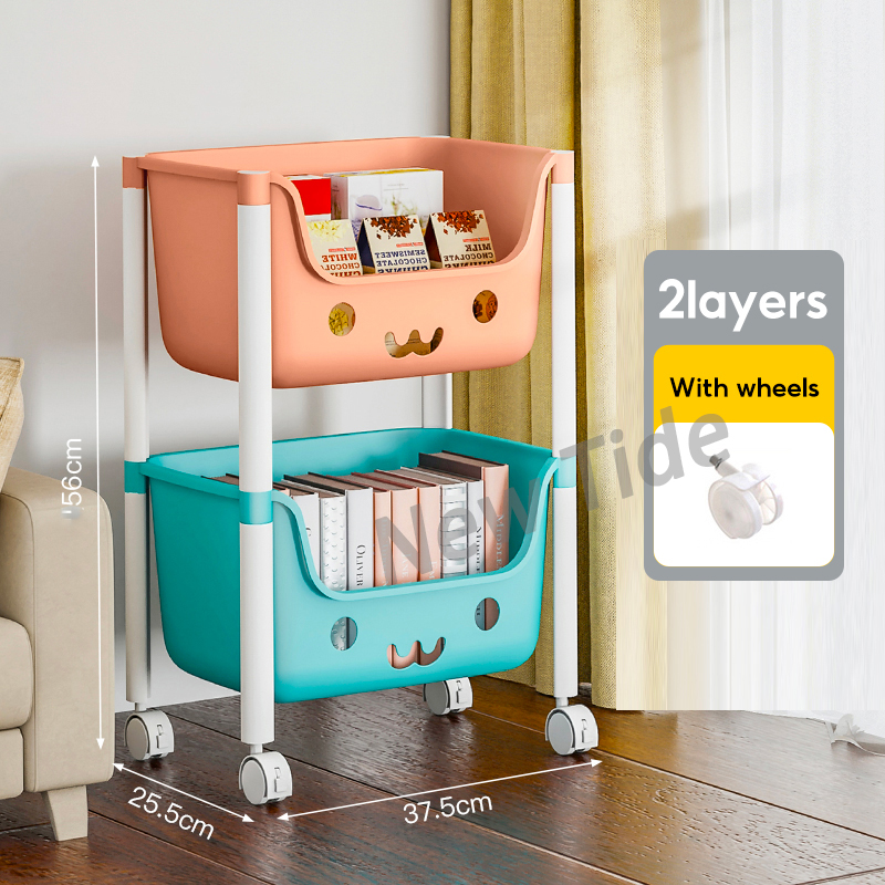 2/3/4 Layer Simple Moving Rack Shelf Large Capacity Organizer Storage ...