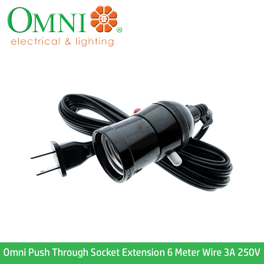 Omni Push Through Socket Extension 6 Meter Wire 3A 250V Model E27-616 ...