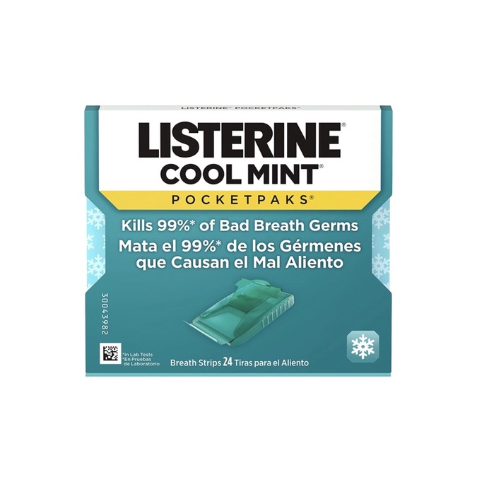 Listerine Cool Mint Pocketpaks Breath Strips Kills Bad Breath Germs, 24 ...