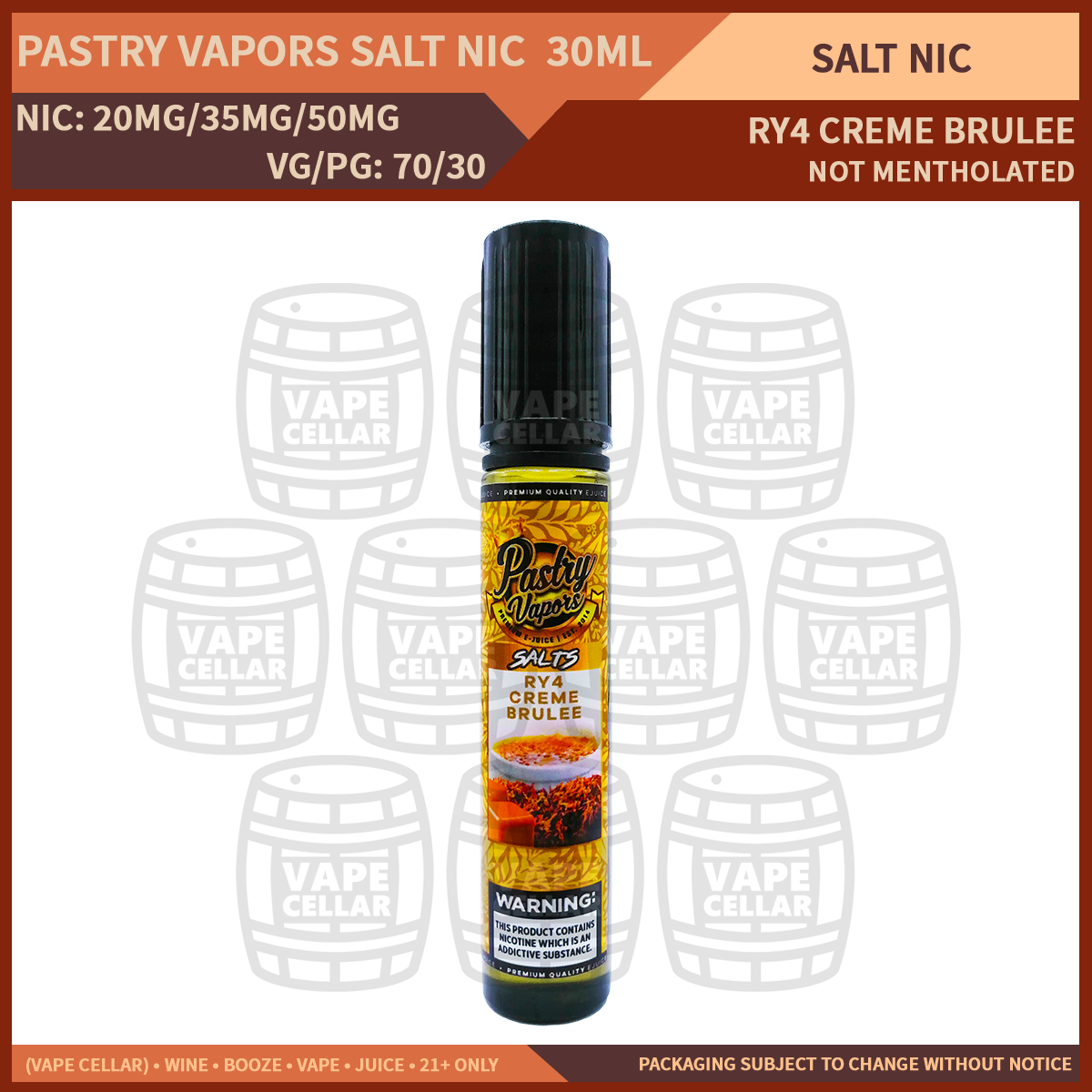 Pastry Vapors Salt 30ML RY4 Creme Brulee (20MG, 35MG, 50MG) | Lazada PH