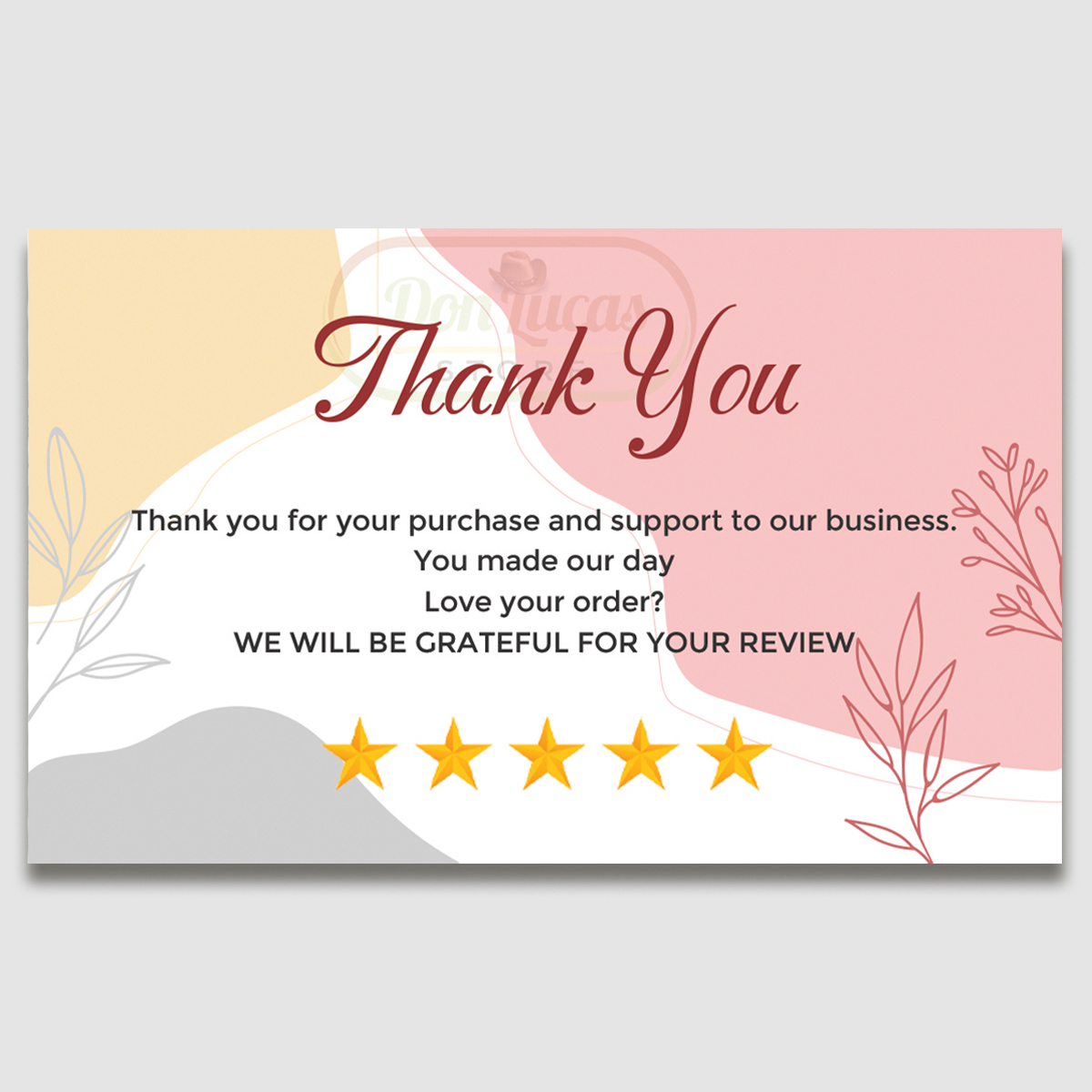 Thank You Card Personalized Thank You Card Customized Thank You with ...