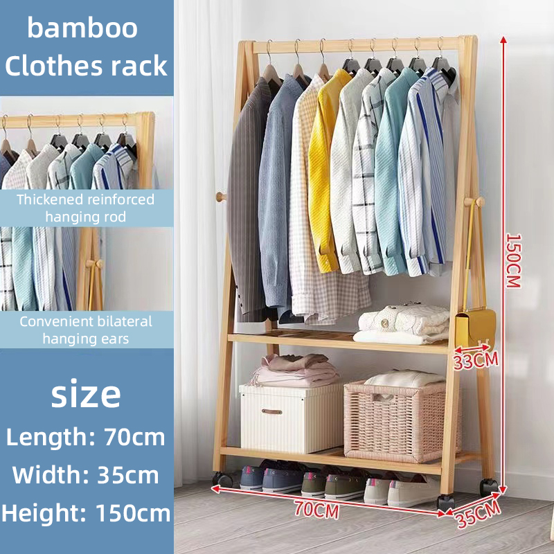 Wooden Coat Rack Stand Bamboo Clothes Hanger Rack Stand Hanging Pole ...