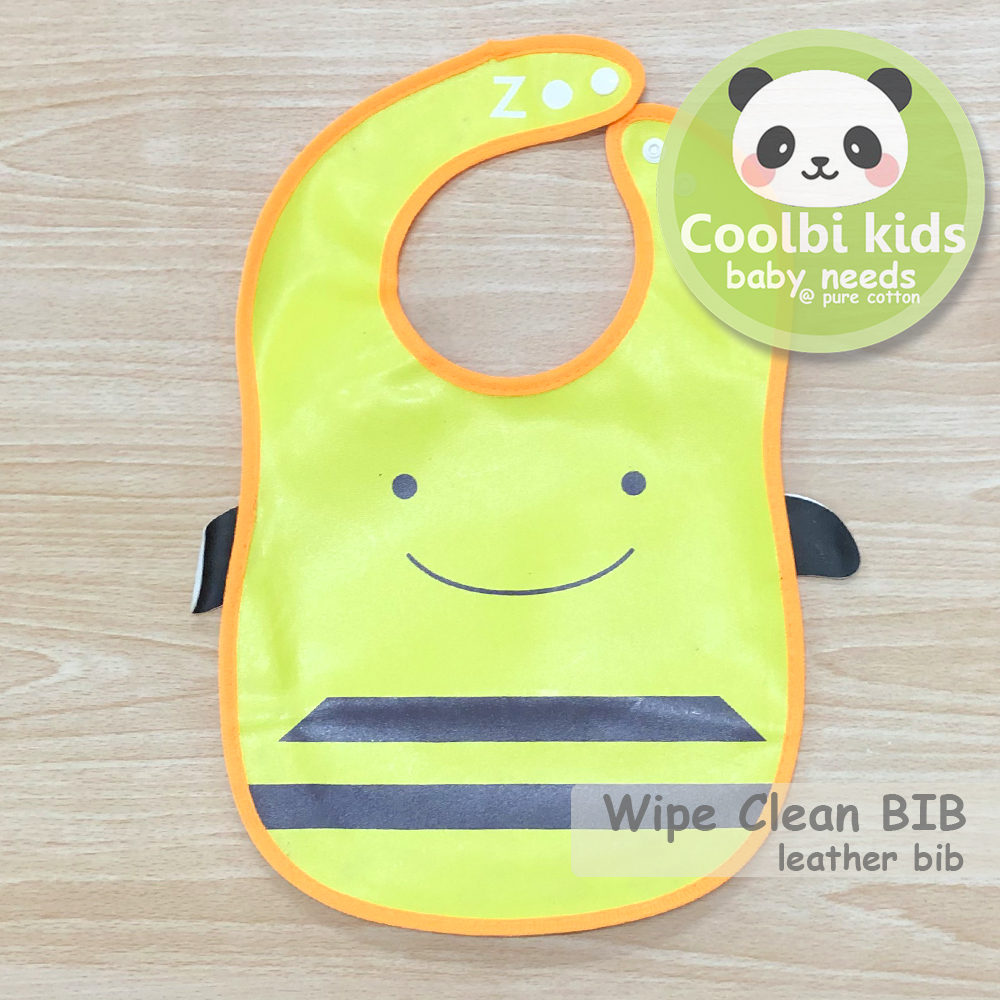 Coolbi Kids Leather Bib baby bib Fun Zoo Button Lock Bib waterproof bib ...